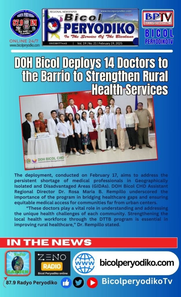 DOH Bicol Deploys 14 Doctors to the Barrio to Strengthen Rural Health ...