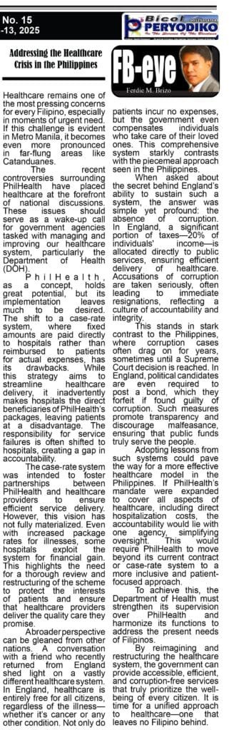 Addressing the Healthcare Crisis in the Philippines - Bicol Peryodiko